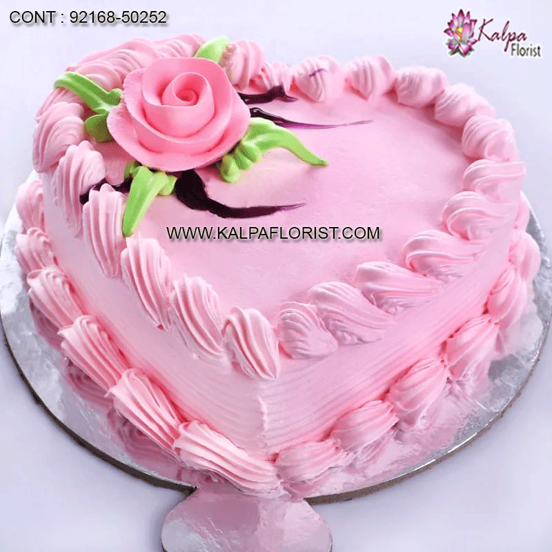 Strawberry Heart Shape Cake Valentine Cake Design Kalpa Florist